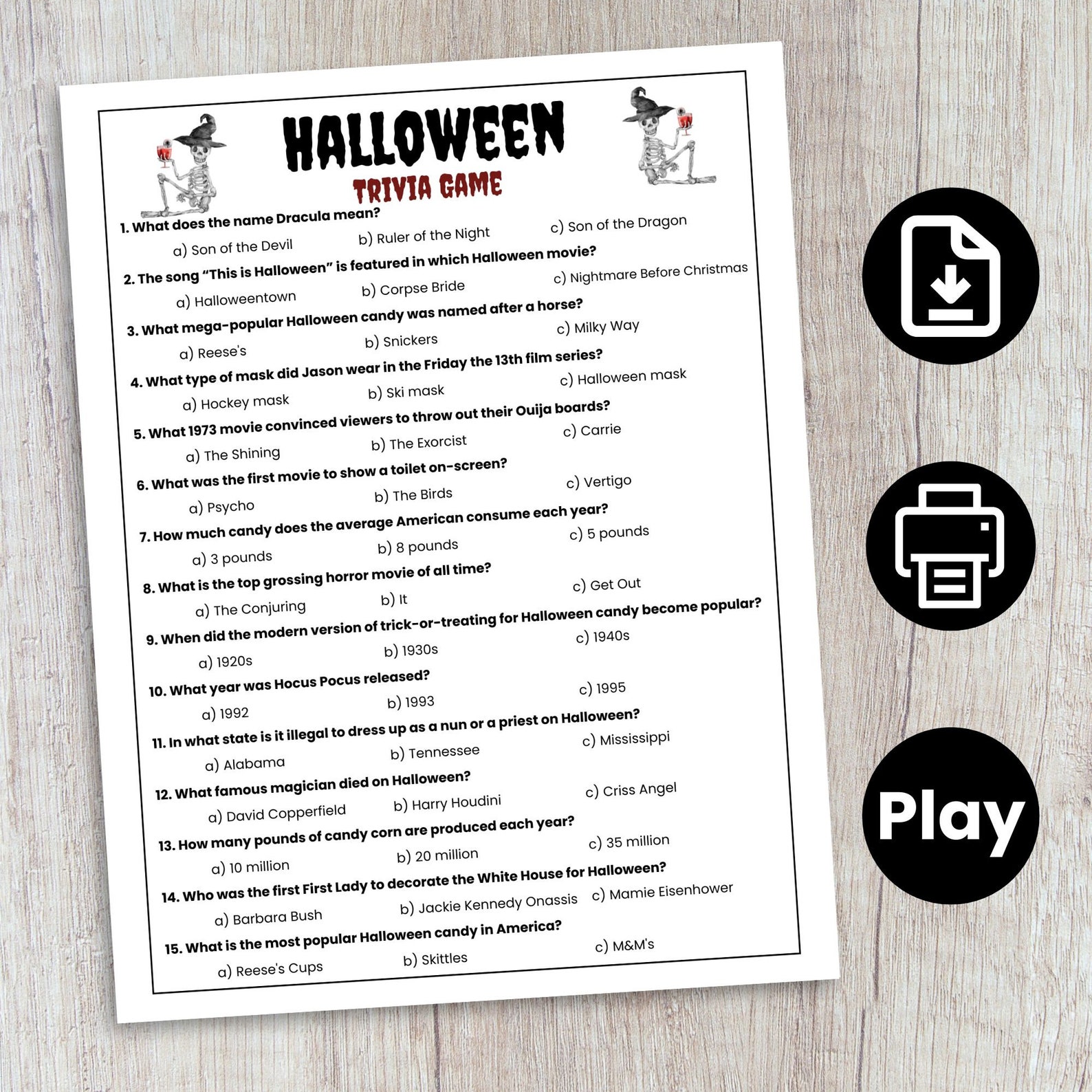 Halloween Trivia Game, Halloween Party Game, Spooky Trivia, Holiday ...