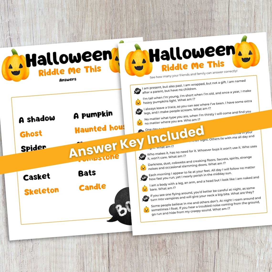 Halloween Riddle Me This Game Printable, Halloween Party Game for Kids ...