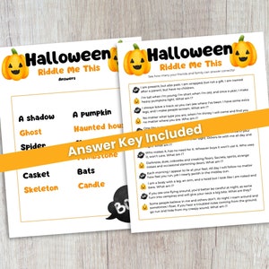 Halloween Riddle Me This Game Printable, Halloween Party Game for Kids ...