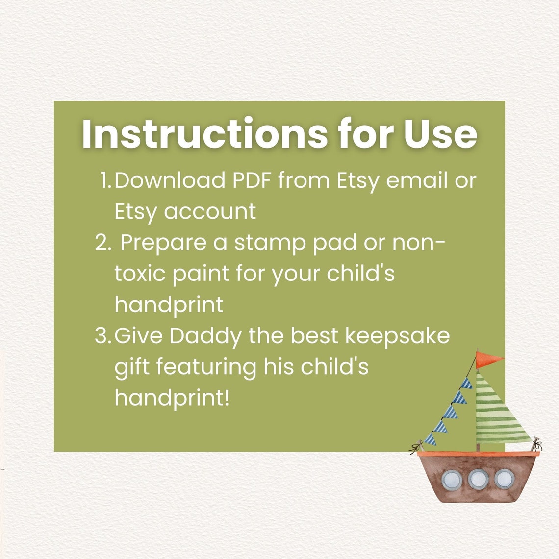 I Love You Daddy Handprint Art With Sailboat, Fathers Day Handprint ...