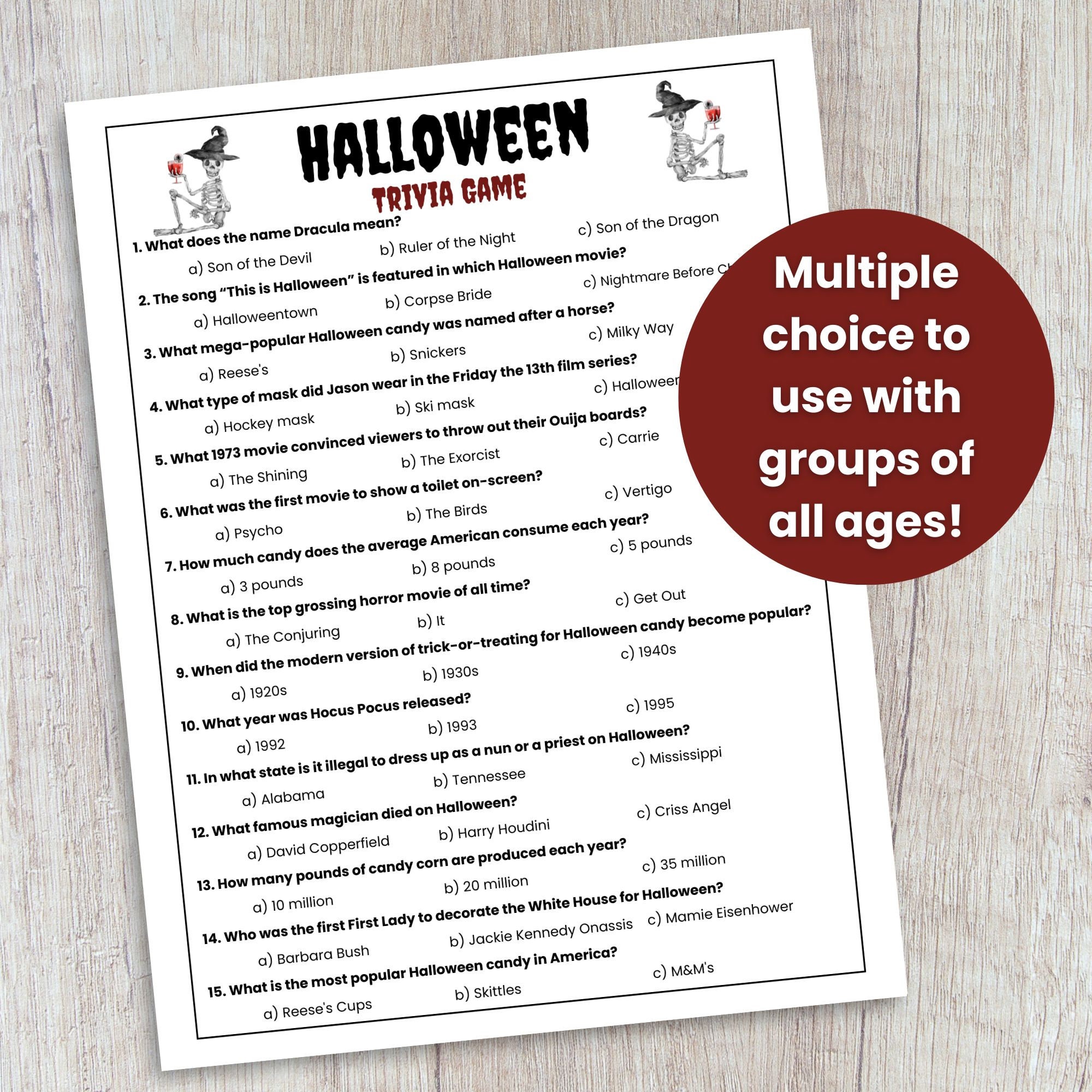 Halloween Trivia Game, Halloween Party Game, Spooky Trivia, Holiday ...