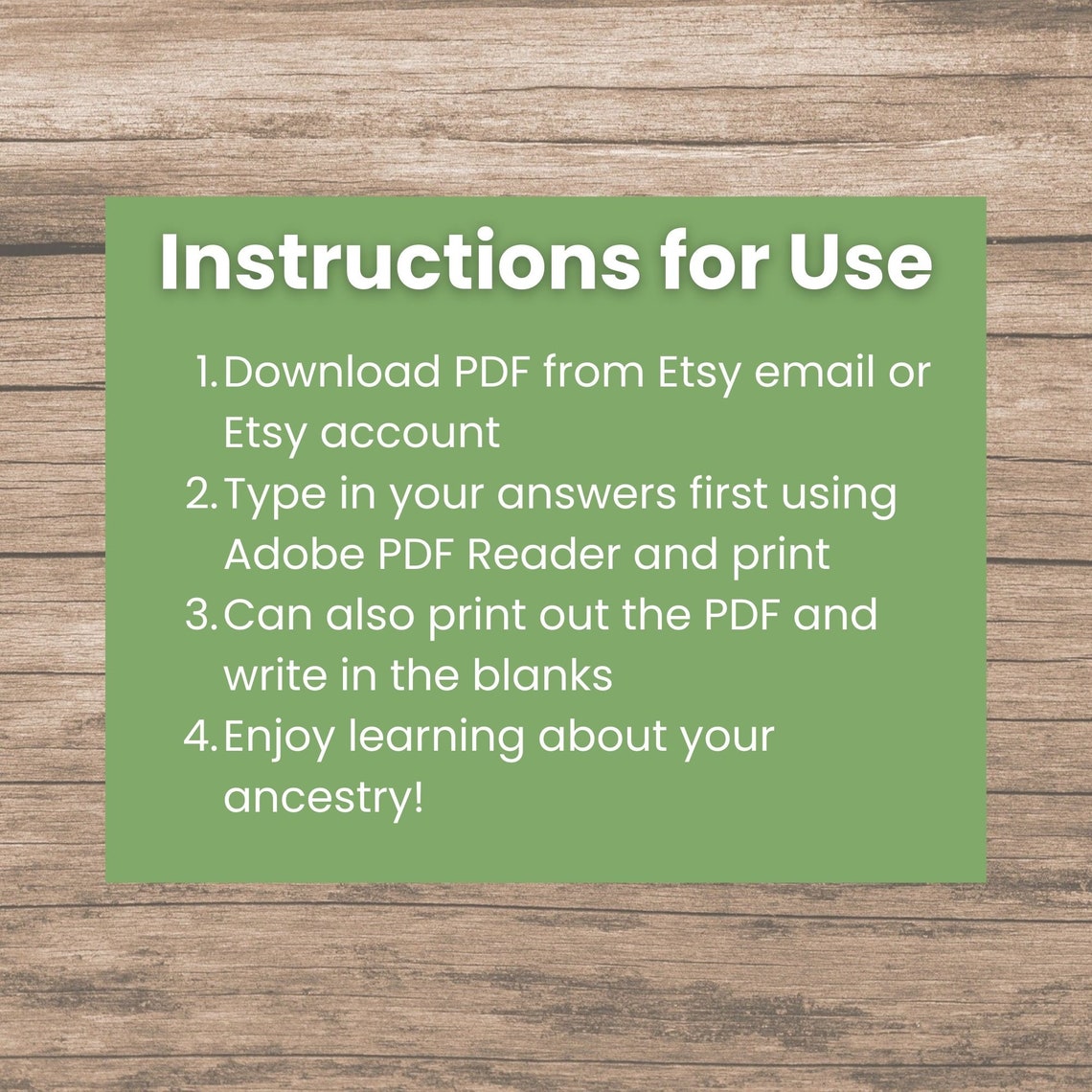 One Parent Line Family Tree 4 Generation, Editable Family Tree Template ...