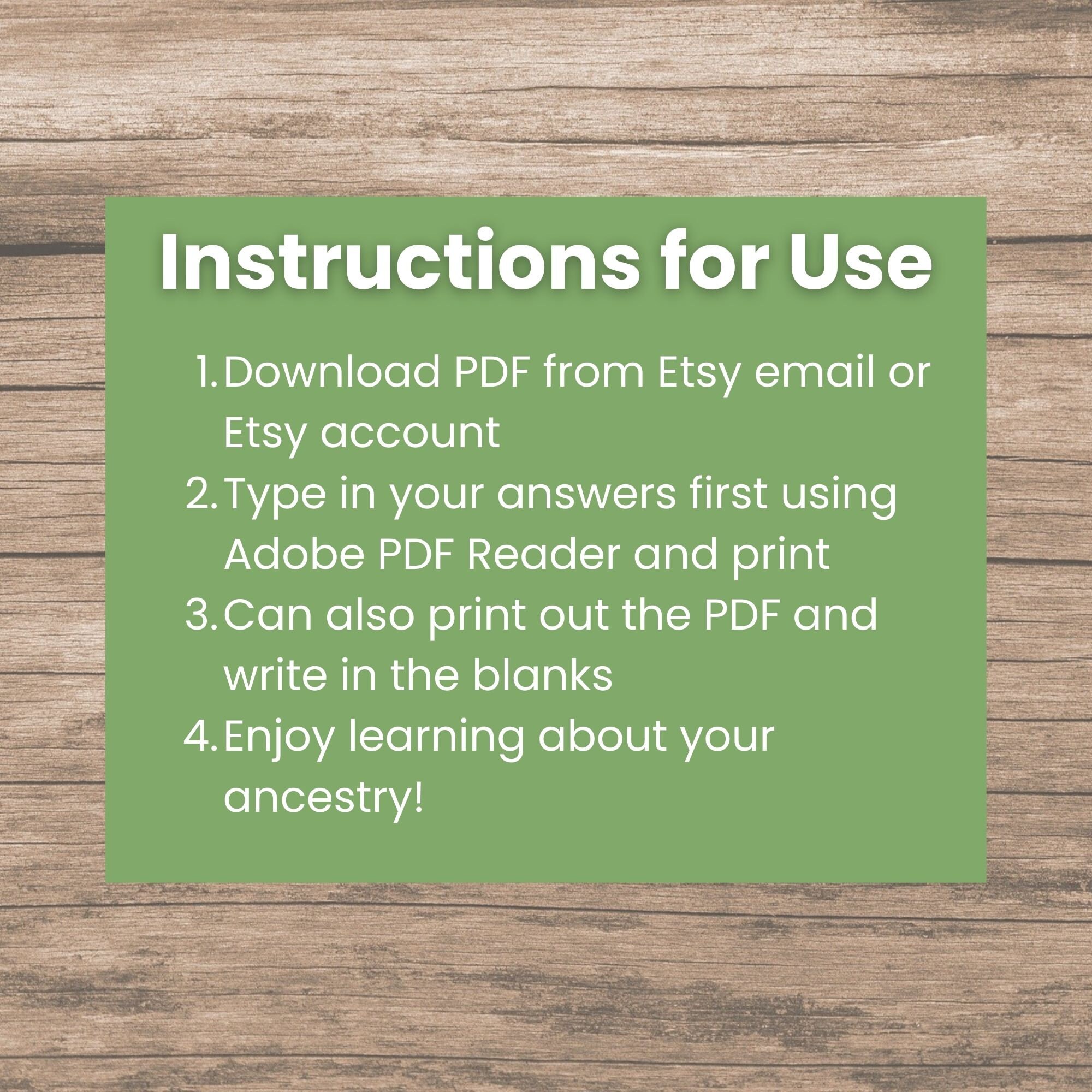 One Parent Line Family Tree 4 Generation, Editable Family Tree Template ...