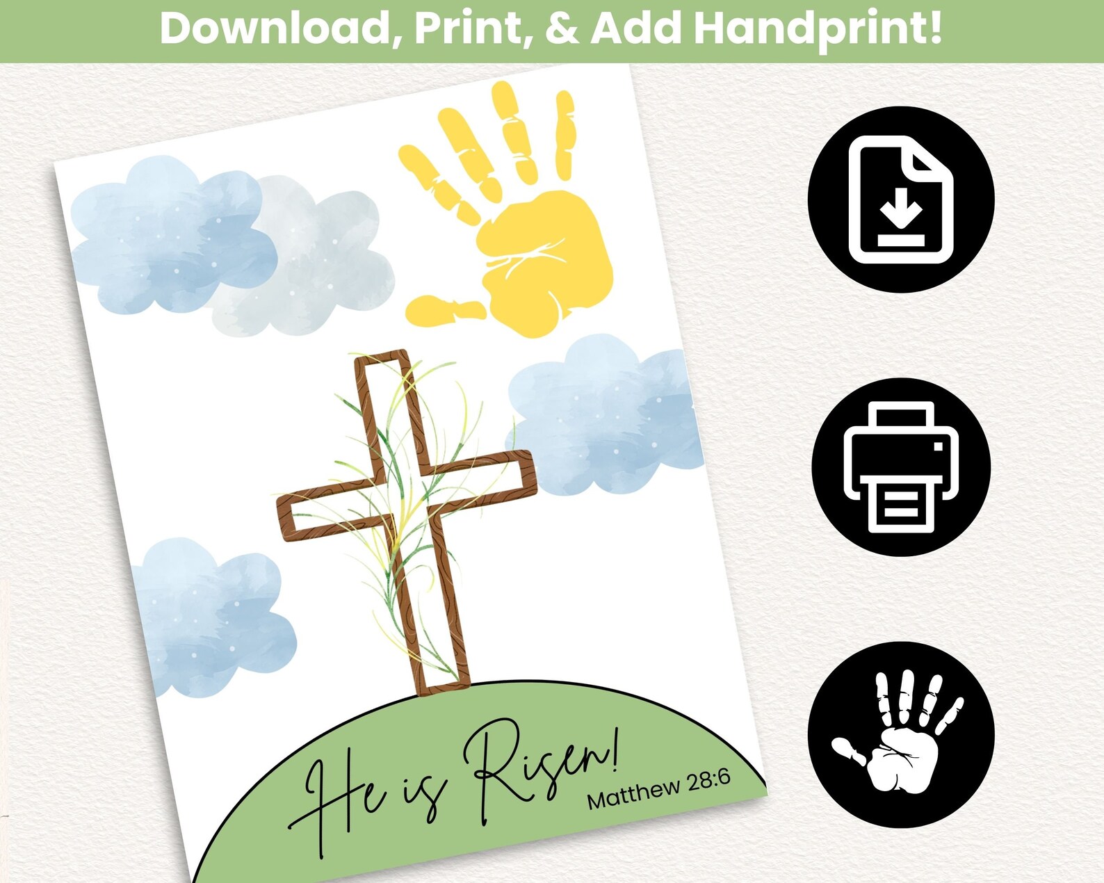 He is Risen Handprint Craft, Christian Easter Sunday School Craft ...