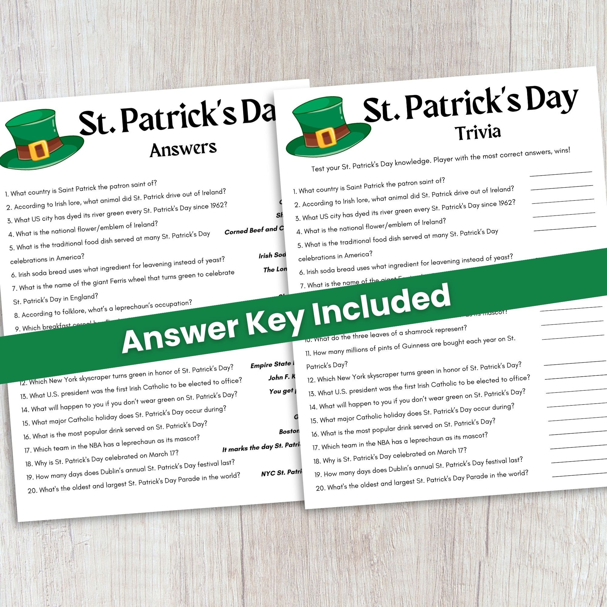 St Patricks Day Trivia, St Paddys Day Game, St Patricks Activity ...