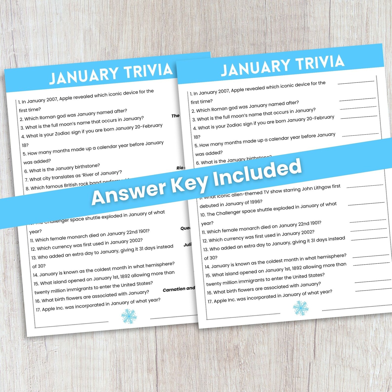 January Trivia Game, Holiday Trivia Game, January Games, Trivia ...