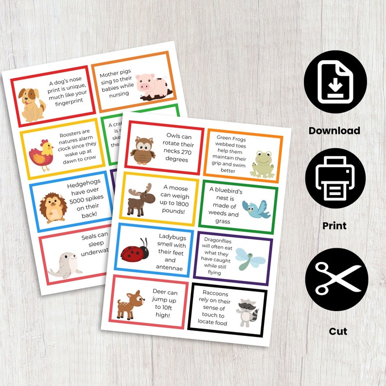 Interesting Animal Facts Lunchbox Notes, Lunch Box Notes for Kids ...