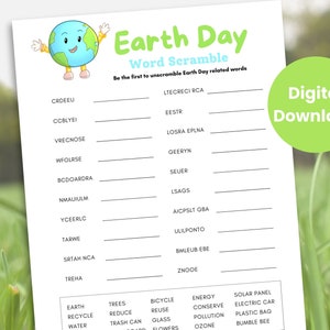 Earth Day Word Scramble Game, Earth Day Printable Game for Kids and ...