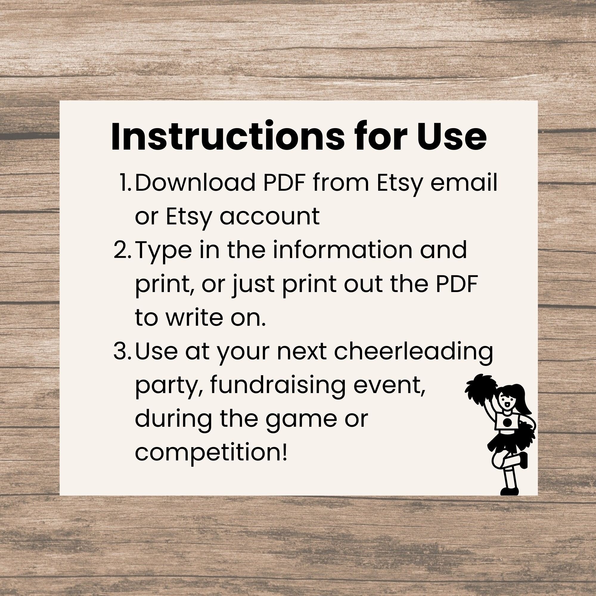Cheerleading Fundraiser Editable Template, Cheerleading Squares for ...