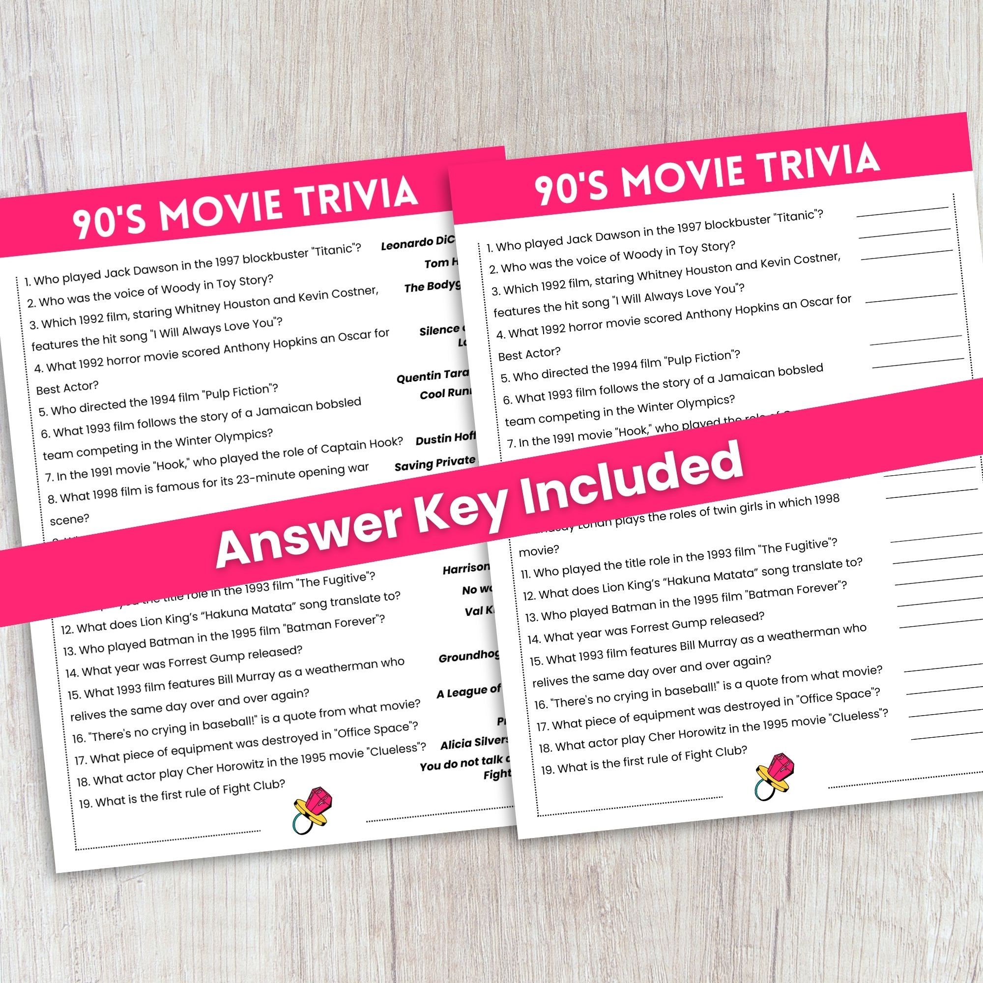 90s Movie Trivia Game, 90s Theme Party Game, 1990s Trivia, Decades ...