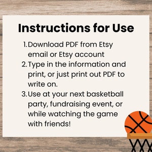 Editable Basketball Squares Game Printable Basketball - Etsy