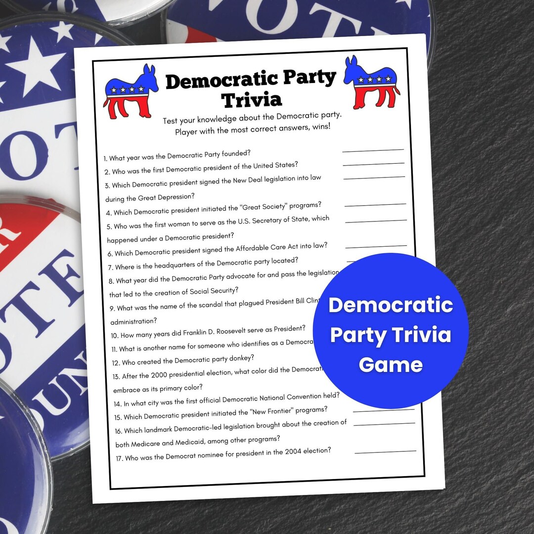 Democratic Party Trivia Game, 2024 Election Game, Election Party Game ...