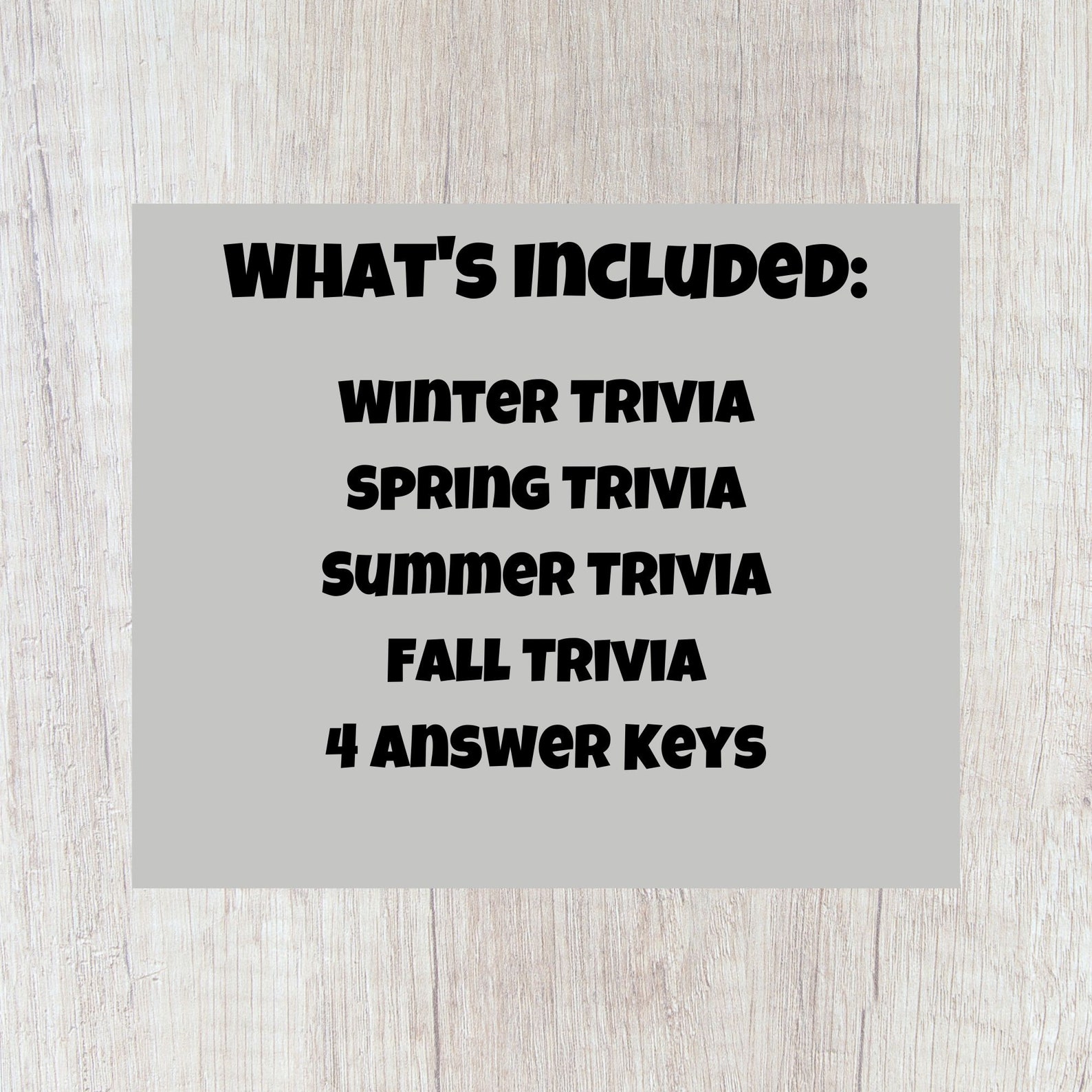 Seasonal Trivia Game Bundle, the Four Seasons Trivia Games, Winter ...