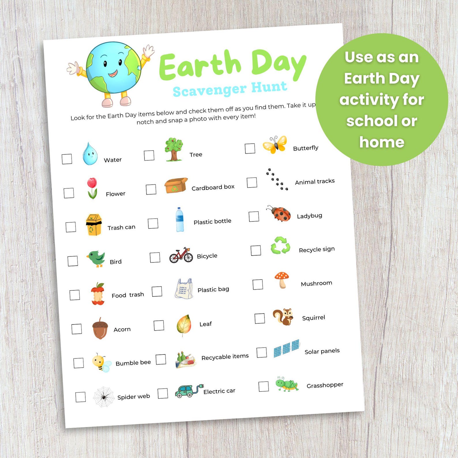 Earth Day Scavenger Hunt for Kids, Earth Day Activities, Outdoor Photo ...