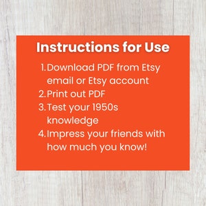 50s Trivia Game, 50s Theme Party Game, Decades Trivia, Team Building ...