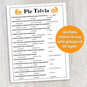Pie Trivia Game, Pie Day Trivia, Pi Day Games, Thanksgiving Game ...