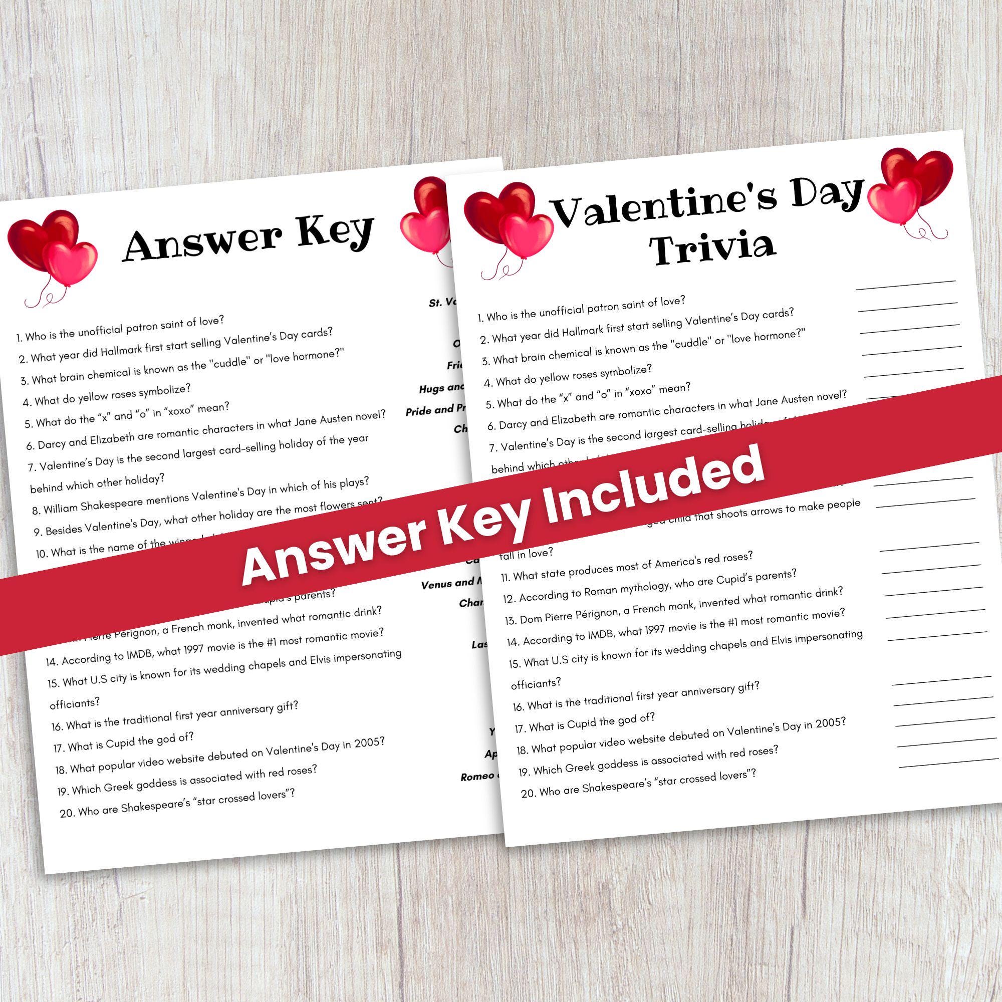 Valentines Day Trivia Game, Galentines Day Trivia Game, Adult Valentine ...