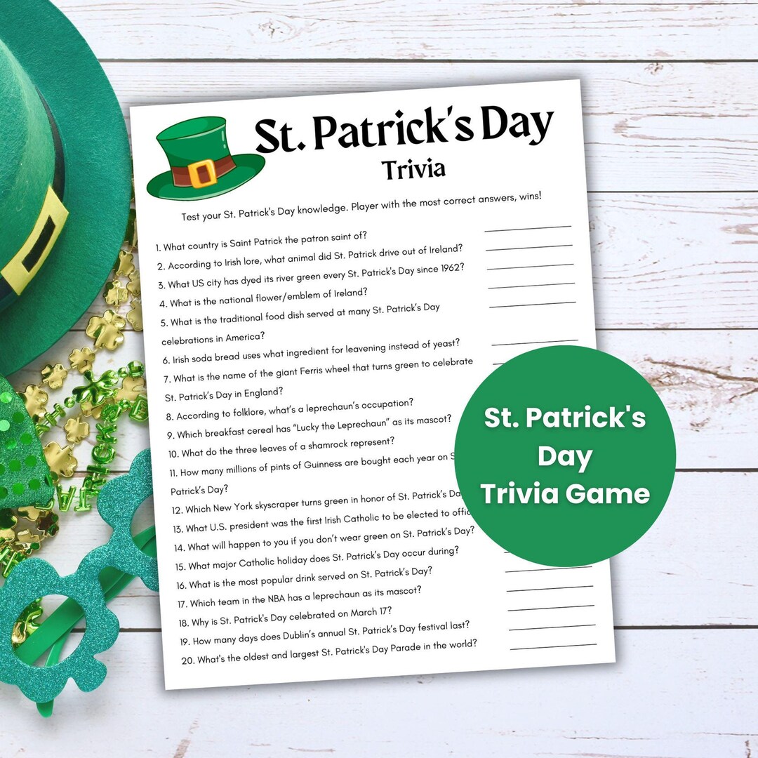 St Patricks Day Trivia, St Paddys Day Game, St Patricks Activity ...