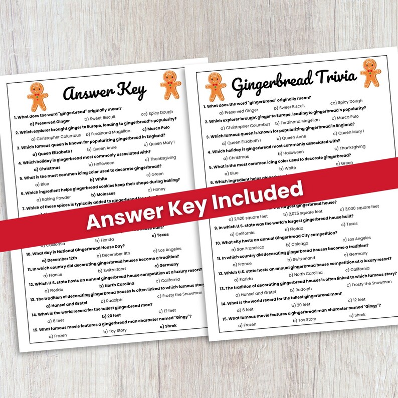 Gingerbread Trivia Game, Gingerbread Games, Christmas Trivia Game ...
