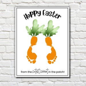 Hoppy Easter Footprint Art, Carrot Footprint Craft, Easter Footprint ...
