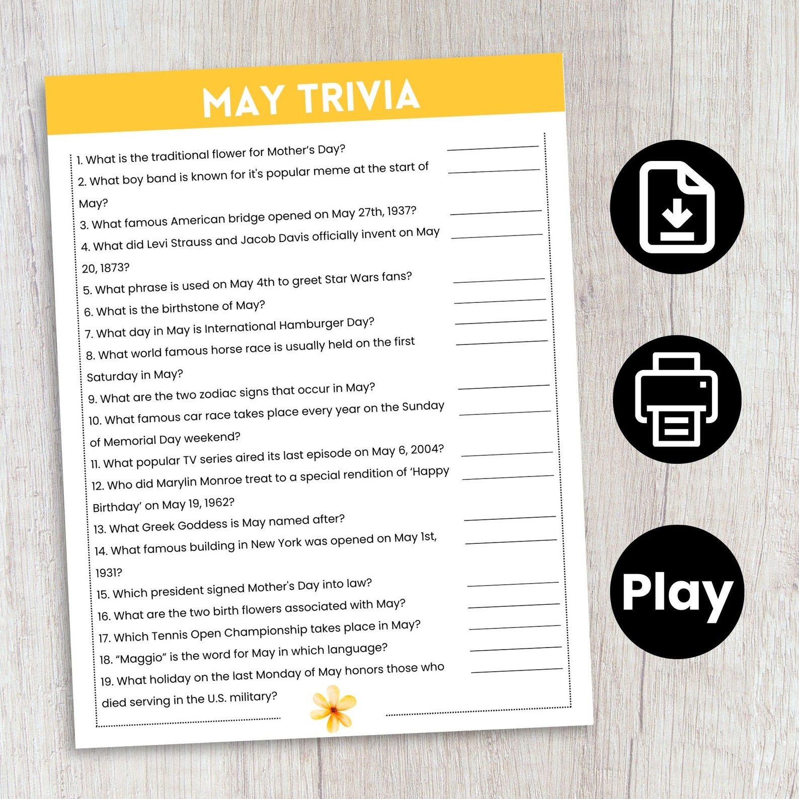 May Trivia Game, Spring Trivia Game, Trivia Questions, Trivia Game for ...