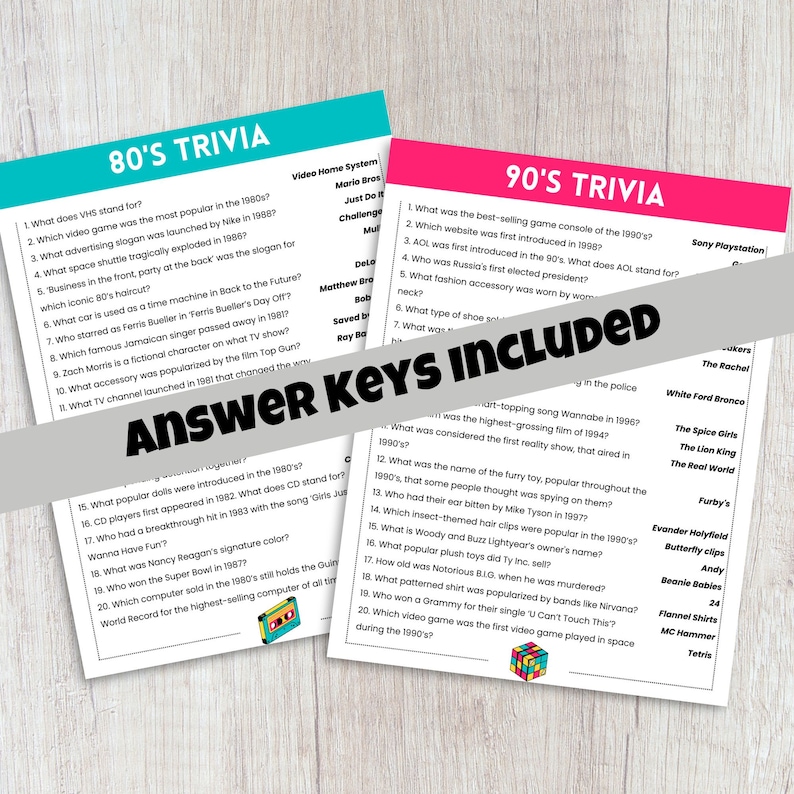 Decades Trivia Game, Trivia Questions, Pub Trivia, Adult Trivia ...