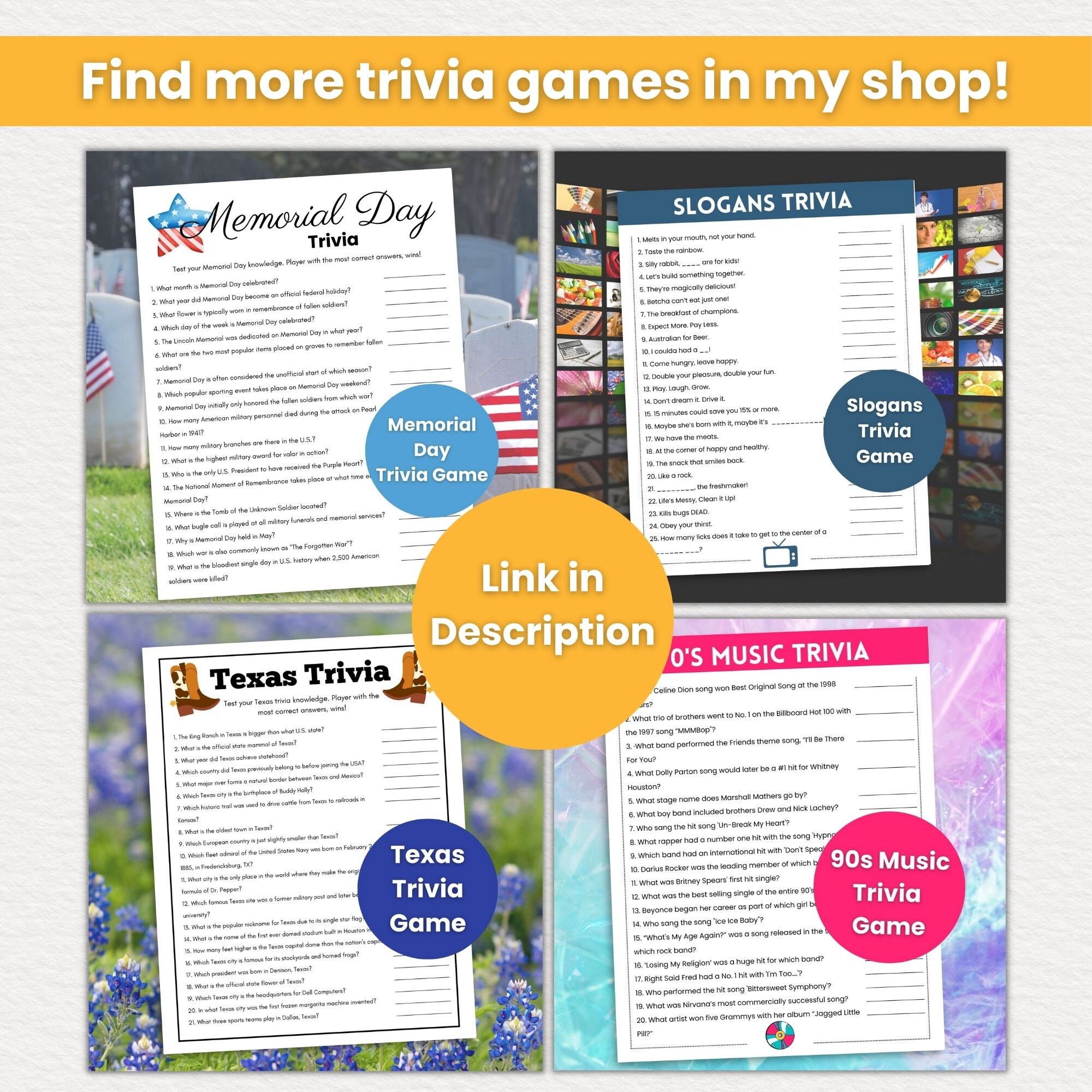 Spring Trivia Game, Spring Party Game, April Trivia, May Trivia, Easter ...