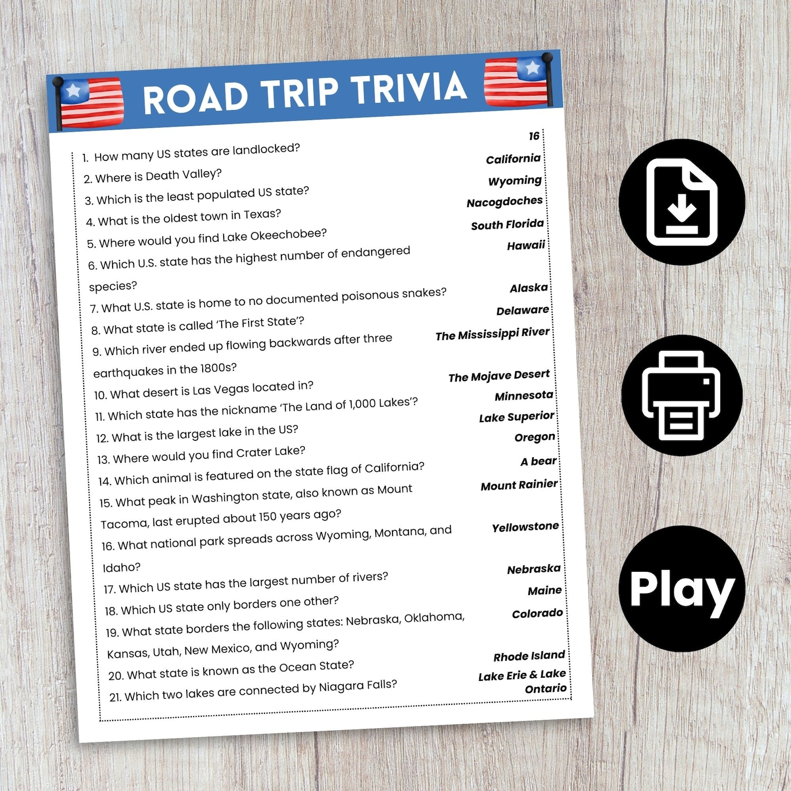 Road Trip Trivia Game, Road Trip Printable Game for Adults, Road Trip ...
