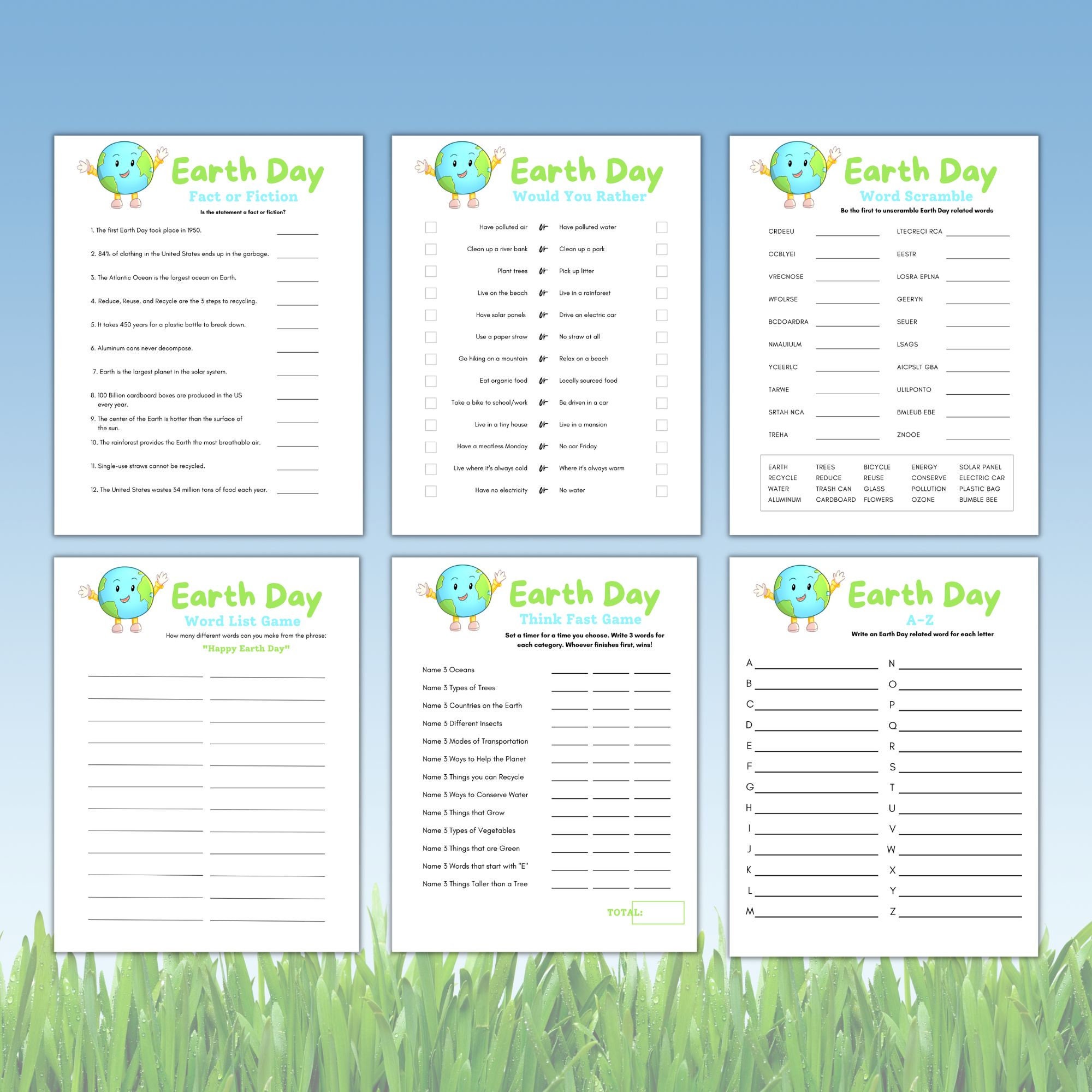Earth Day Games Bundle, Earth Day Classroom Activities, Earth Day ...