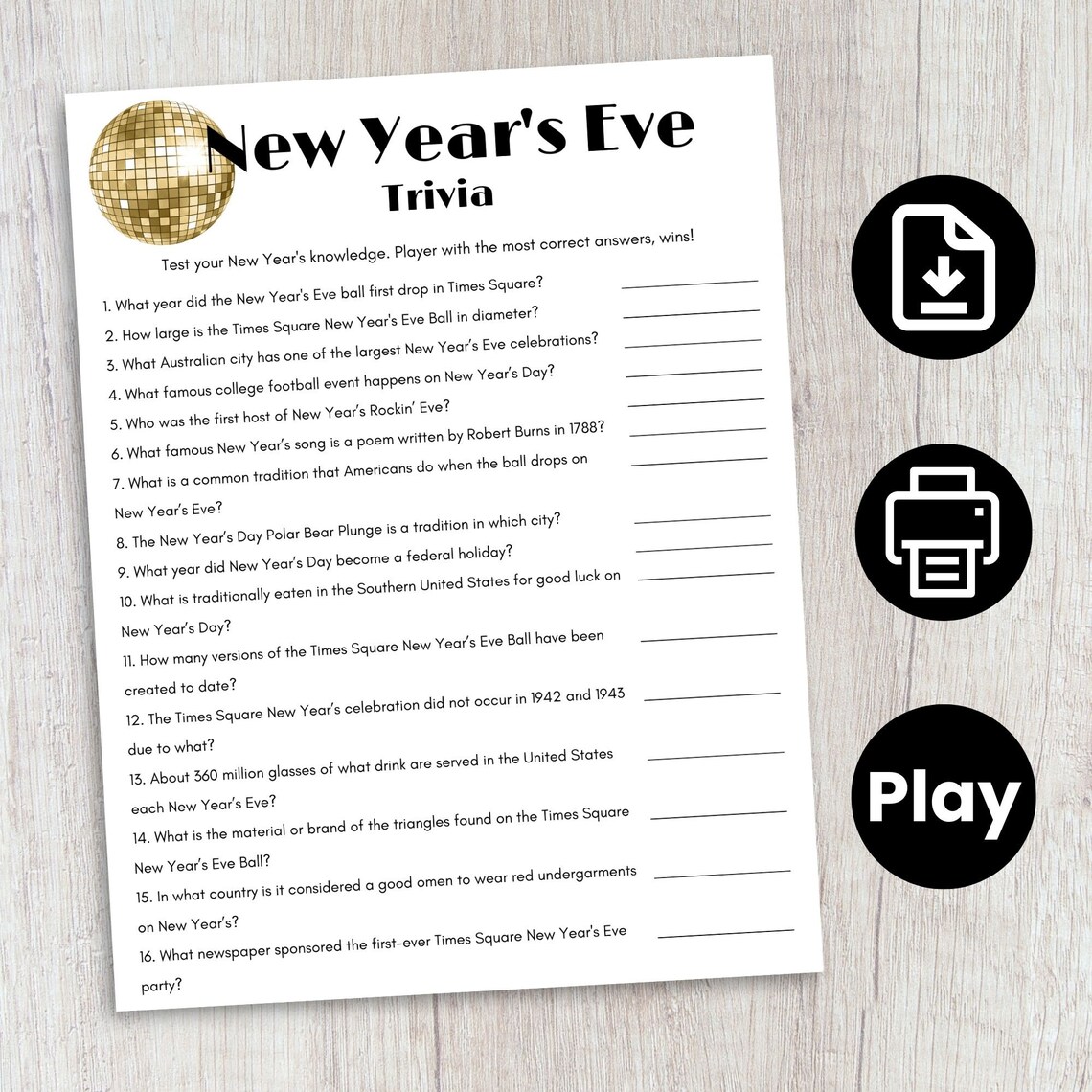 New Years Eve Trivia Game, Holiday Trivia Game, Winter Trivia Game, New ...