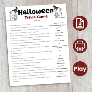 Halloween Trivia Game for Adults, Halloween Fill in the Blank Trivia ...