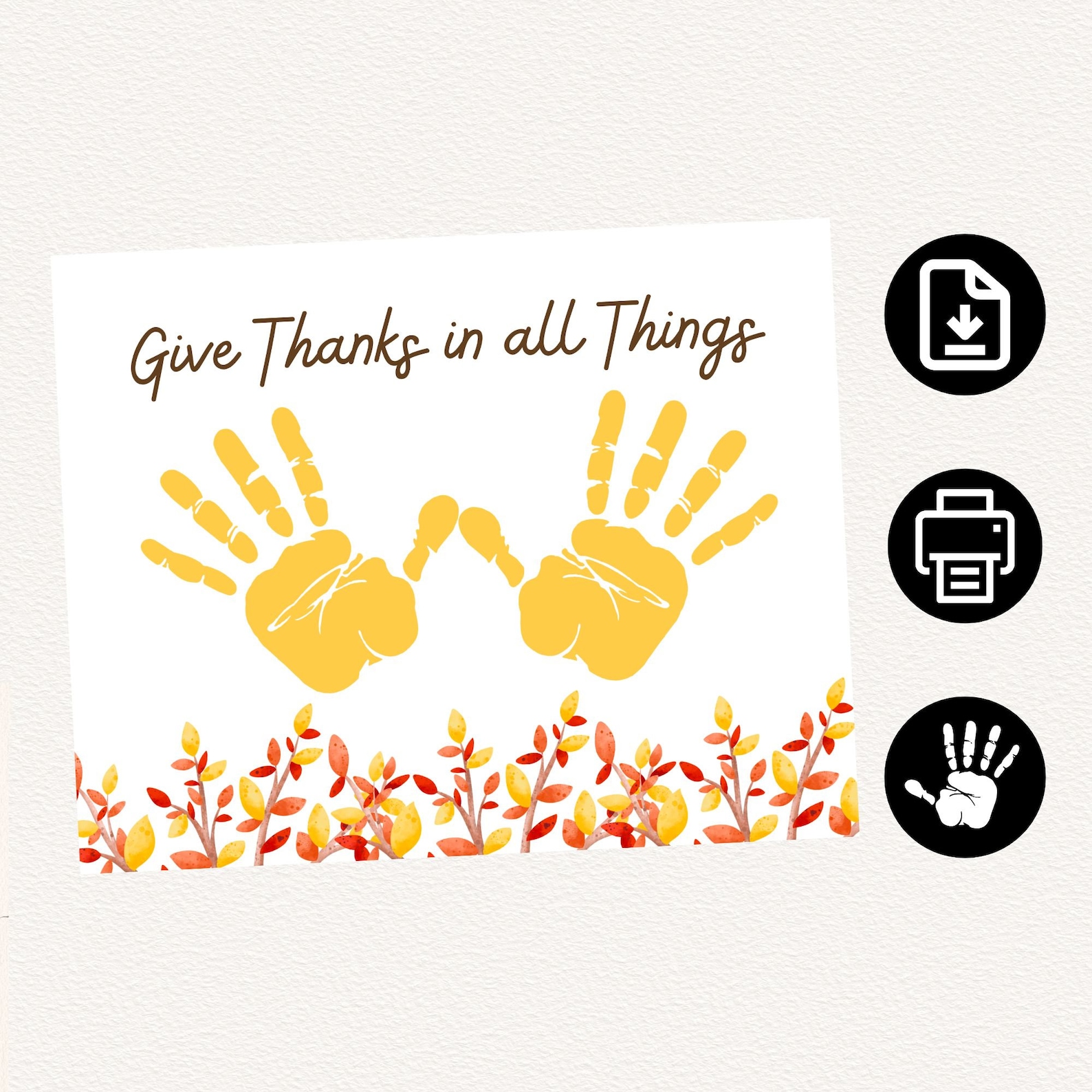 Give Thanks Handprint Craft, Fall Handprint Craft, Autumn Handprint Art ...