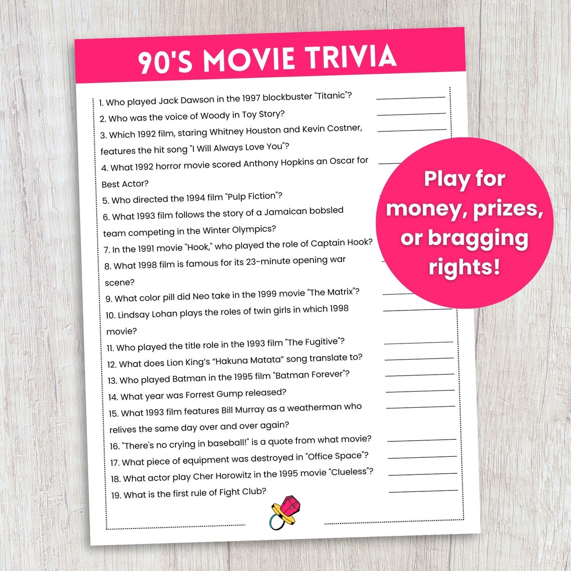 90s Movie Trivia Game, 90s Theme Party Game, 90s Trivia, Decades Trivia ...