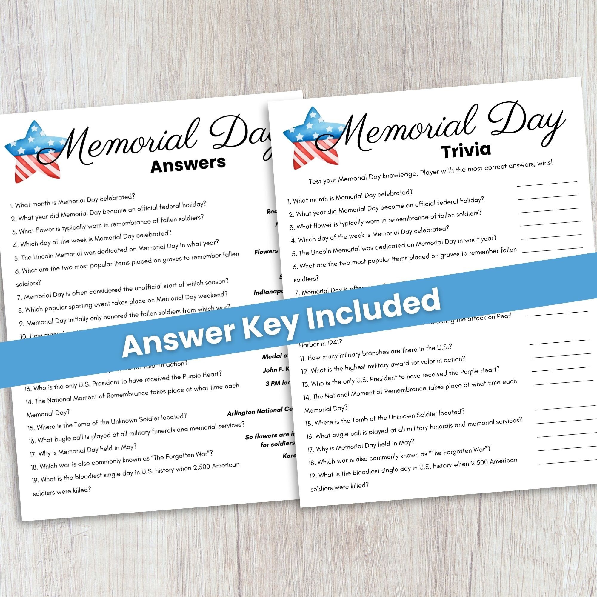 Memorial Day Trivia, Patriotic Games, Memorial Day Games, Memorial Day ...