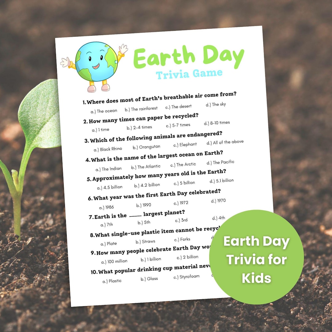 Earth Day Trivia Game for Kids, Earth Day Classroom Activity, Earth Day ...