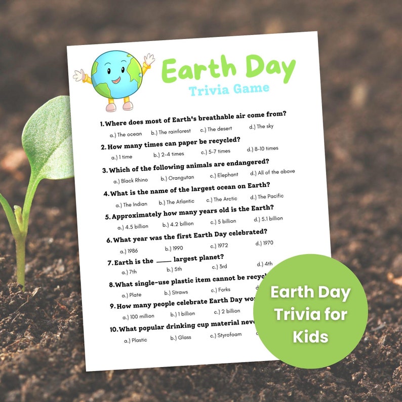 Earth Day Trivia Game for Kids, Earth Day Classroom Activity, Earth Day ...