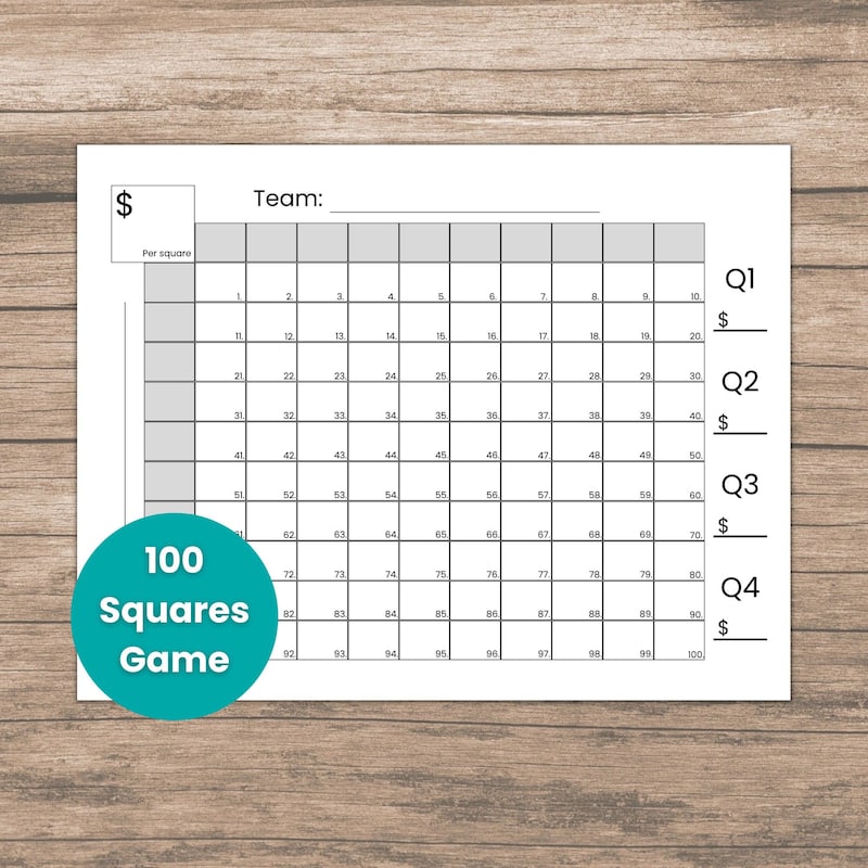 100 Square Raffle Board - Etsy Australia