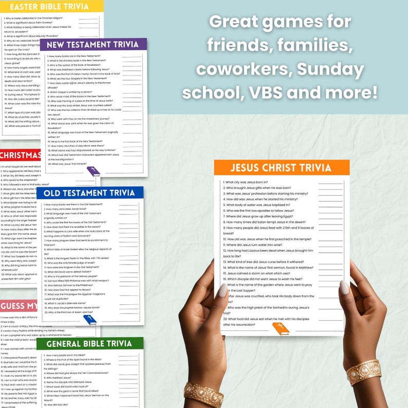 Bible Trivia Games Bundle, New Testament Trivia, Old Testament Trivia ...