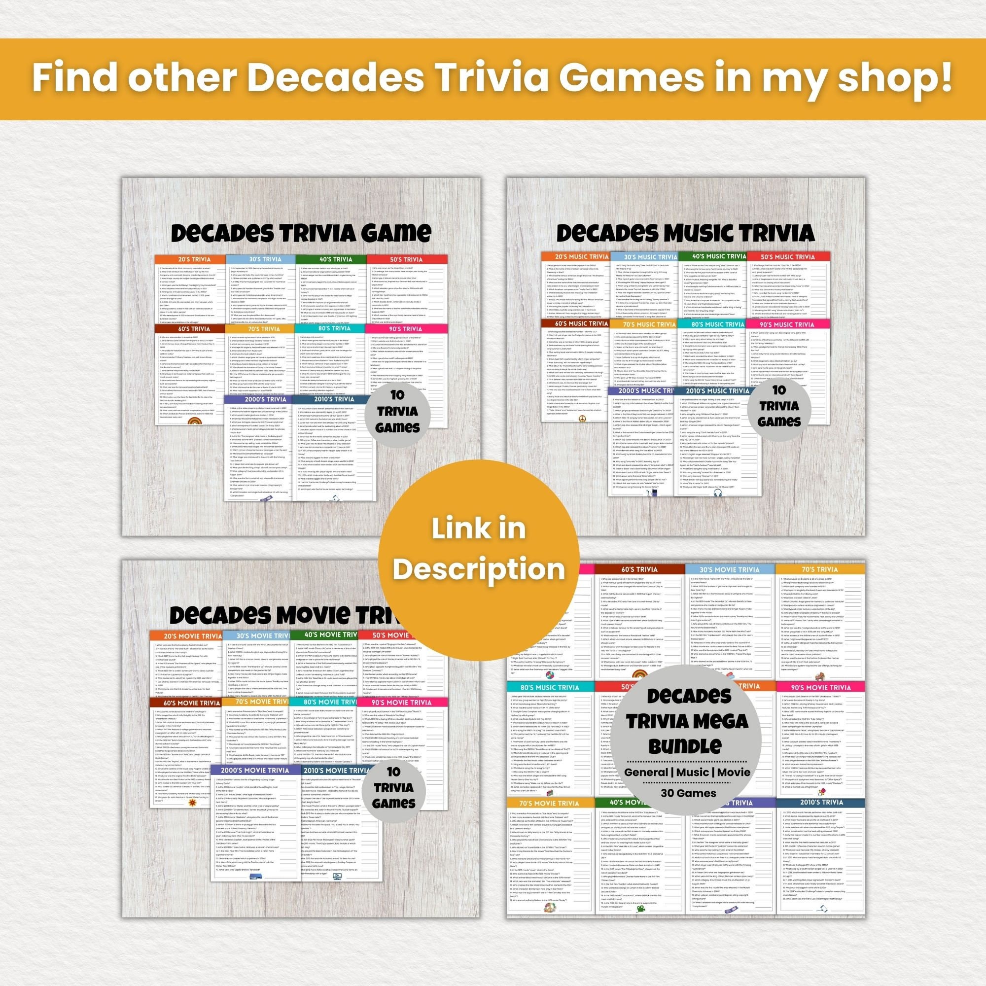 70s Trivia Game Bundle, 70s Music Trivia, 70s Movie Trivia, 70s Party ...