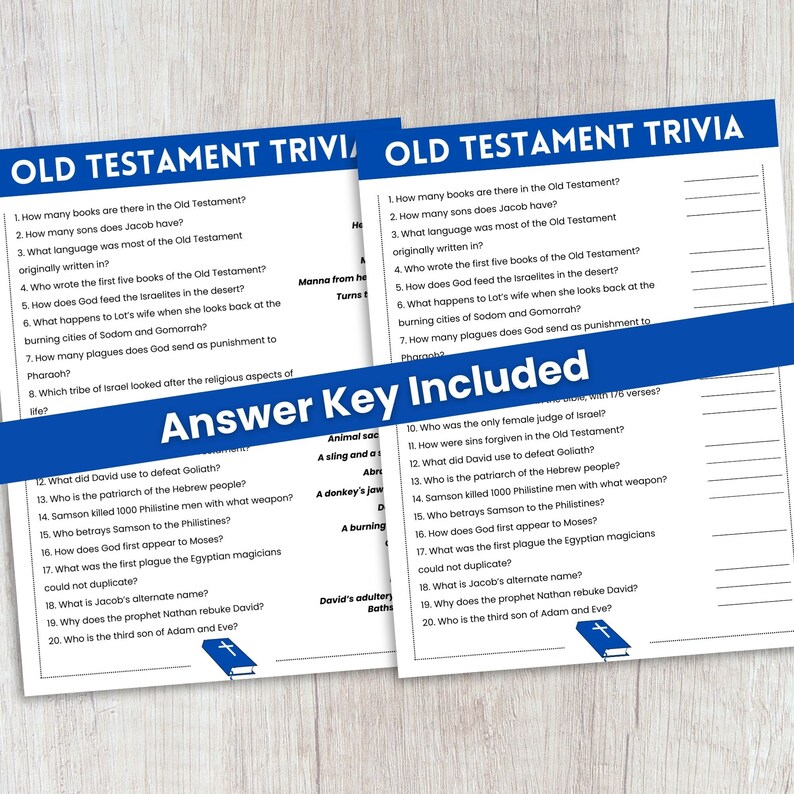 Old Testament Bible Trivia Game, Bible Game for Adults, Bible Game for ...