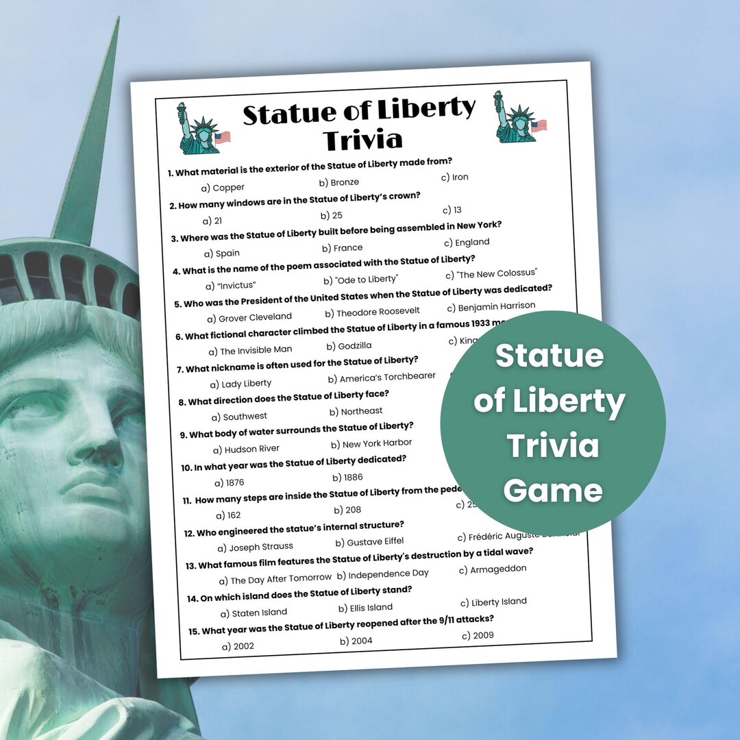 Statue of Liberty Trivia Game, 4th of July Games, History Classroom ...