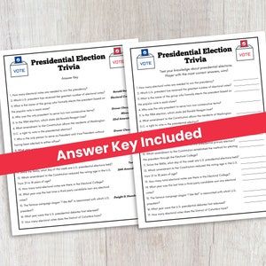 Presidential Election Trivia Game, 2024 Election, US Presidential ...