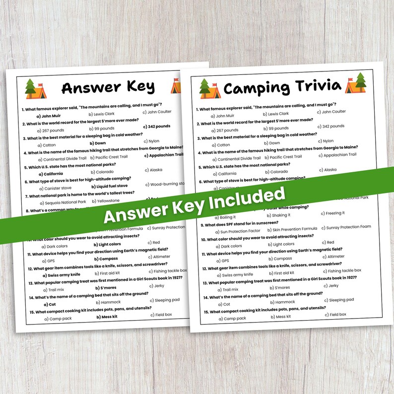 Camping Trivia Game, Road Trip Games, RV Life, Summer Trivia, Camping ...