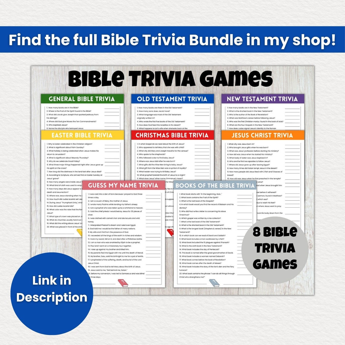Old Testament Bible Trivia Game, Bible Game for Adults, Bible Game for ...
