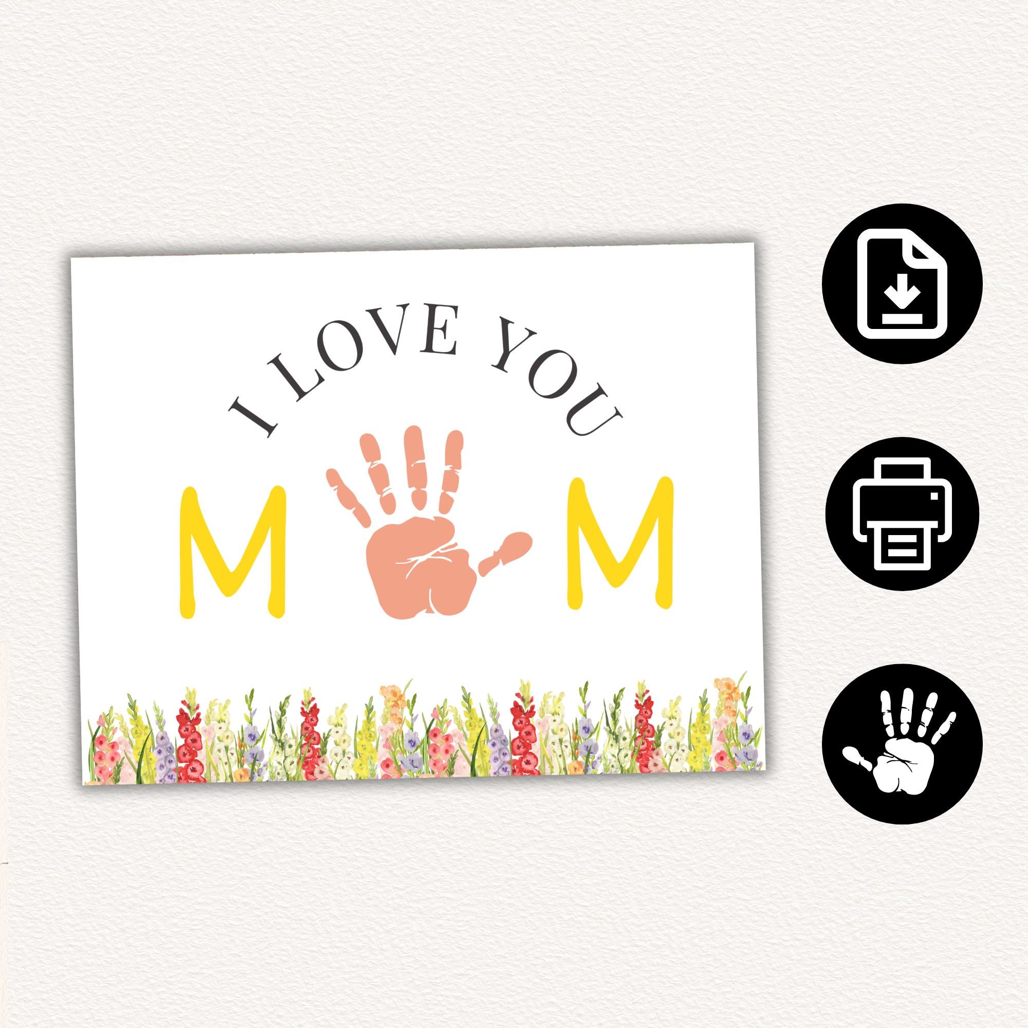 I Love You Mom Handprint Craft for Kids, Mothers Day Handprint Art ...