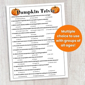 Pumpkin Trivia Game, Fall Trivia Game, Thanksgiving Game, Autumn Trivia ...