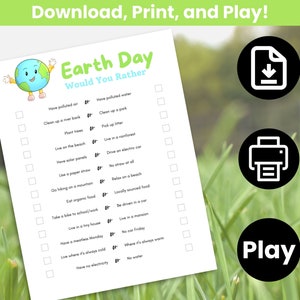 Earth Day Would You Rather Game, Earth Day Printable Game for Kids and ...