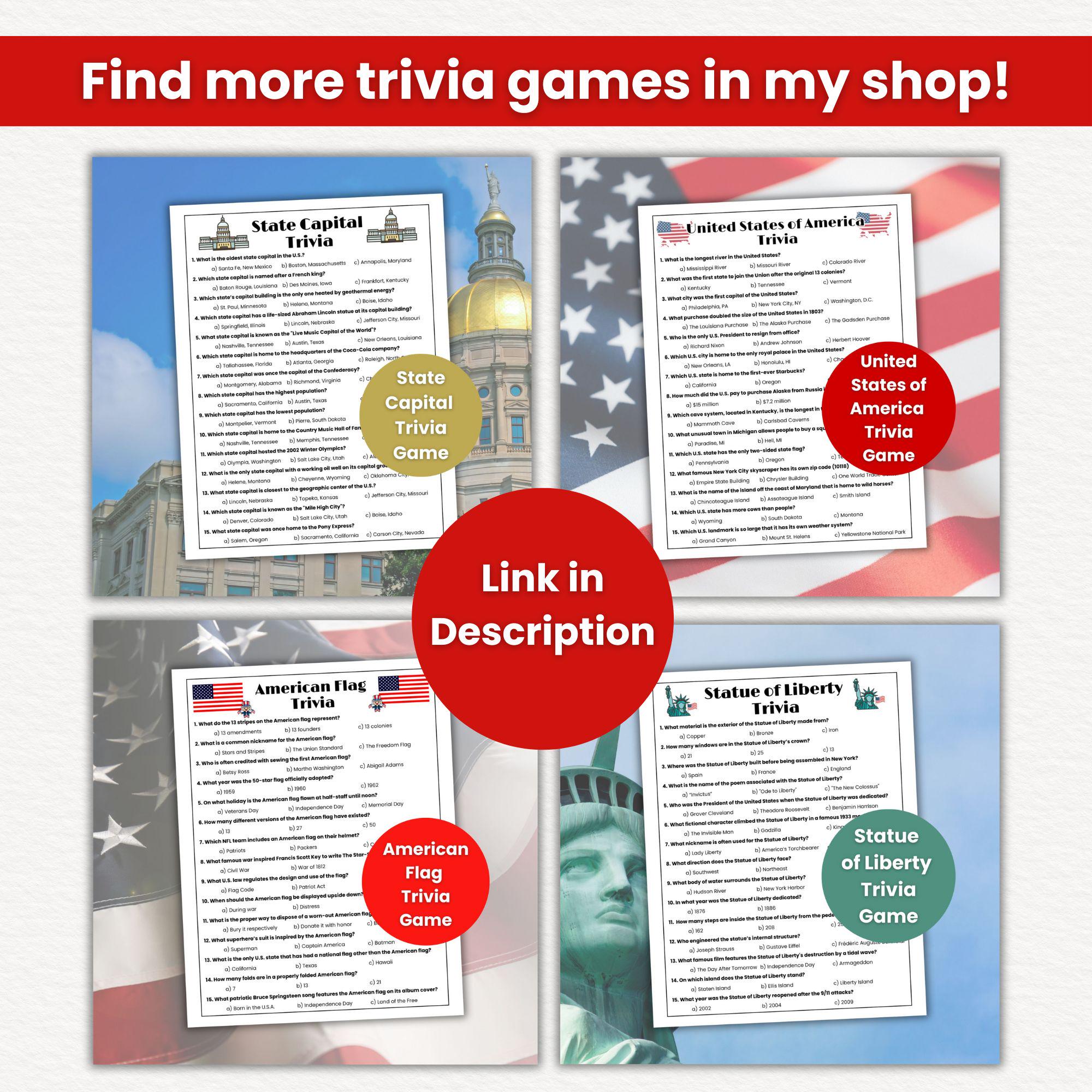 First Lady Trivia Game, USA Trivia, America Trivia, Patriotic Games, US ...