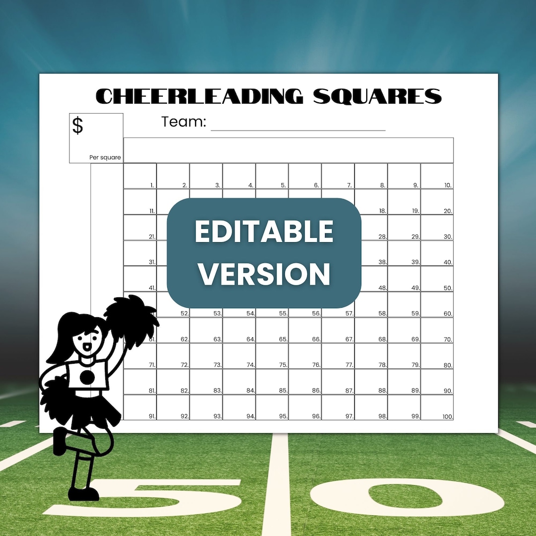 Cheerleading Fundraiser Editable Template, Cheerleading Squares for ...