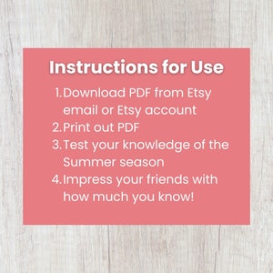 Summer Trivia Game, Summer Party Game, Pool Party Games, Family Trivia ...